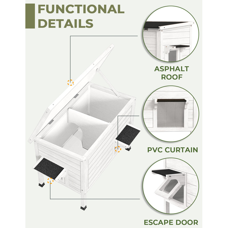 Tucker Murphy Pet™ Outdoor Heated Cat House Wood Cat Cages With Heating ...