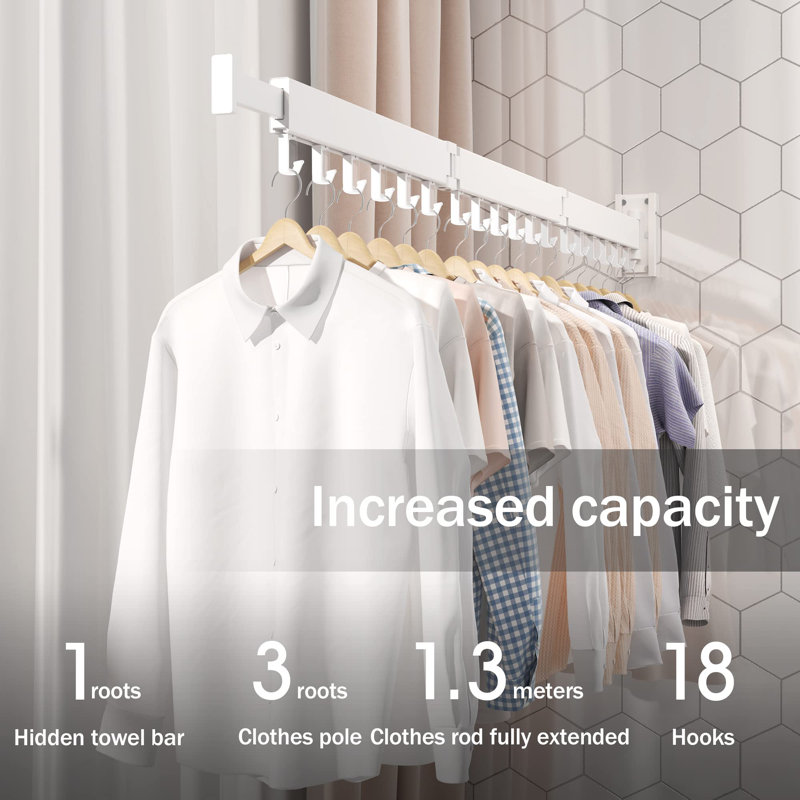 Rebrilliant Clothes Drying Rack,Laundry Space Saver Wall Mounted ...