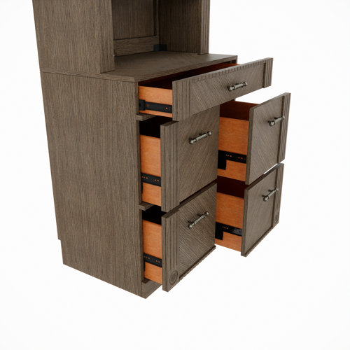 Hokku Designs Junus Sit-Stand Storage Desk with File Drawer Bookcase ...