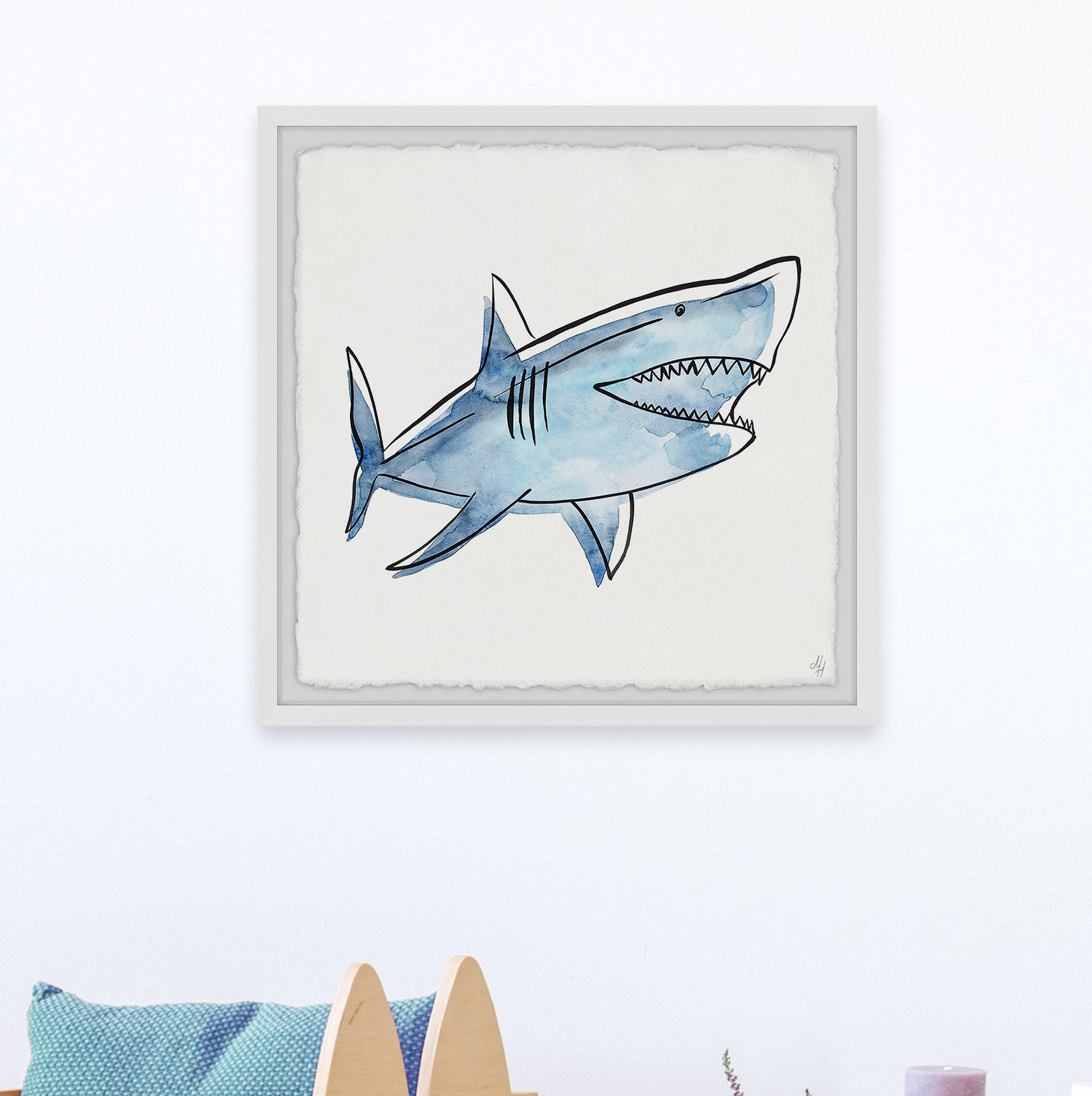 Isabelle & Max™ Chesney 'Big Shark' Framed Print - Wayfair Canada