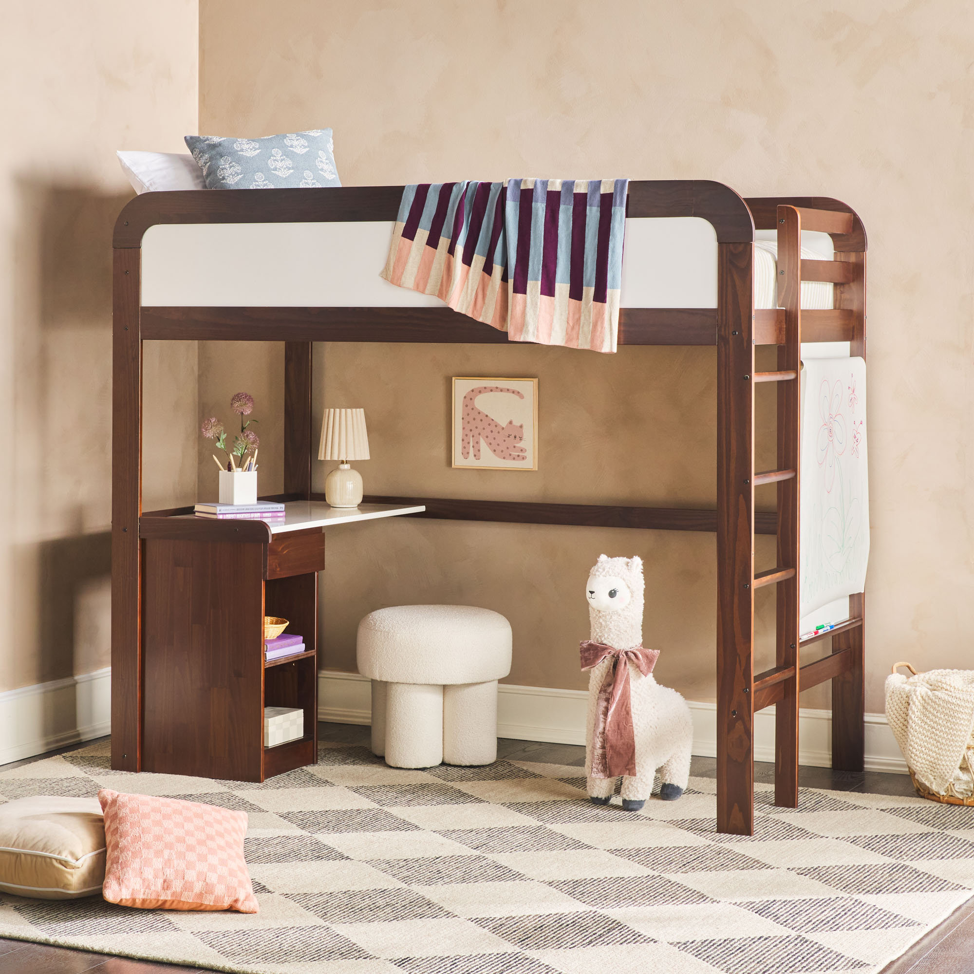 Isabelle & Max™ Arihaan Contemporary Solid Wood Twin Loft Bed with Desk ...