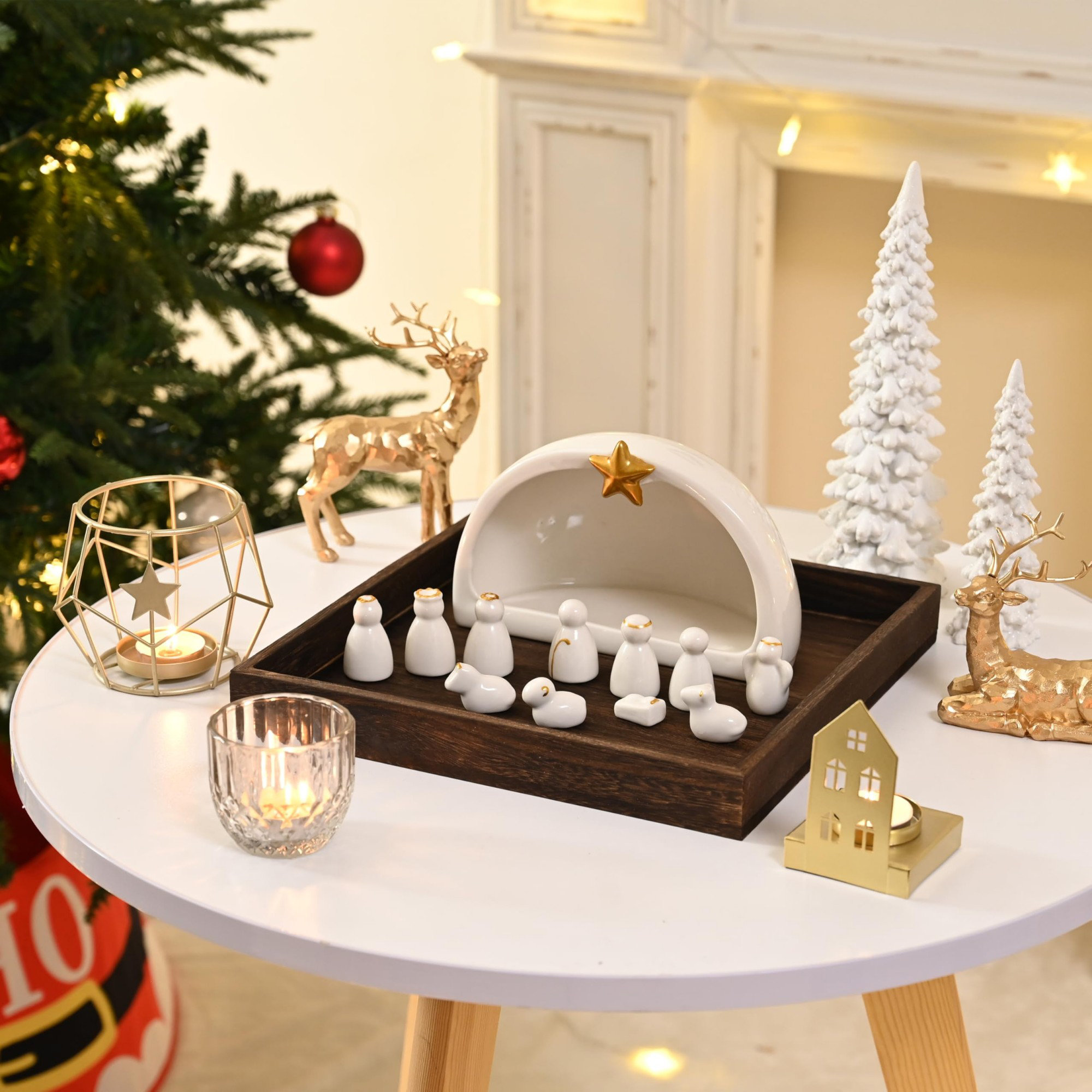 The Holiday Aisle® 12pcs White Small Ceramic Nativity Scene | Wayfair
