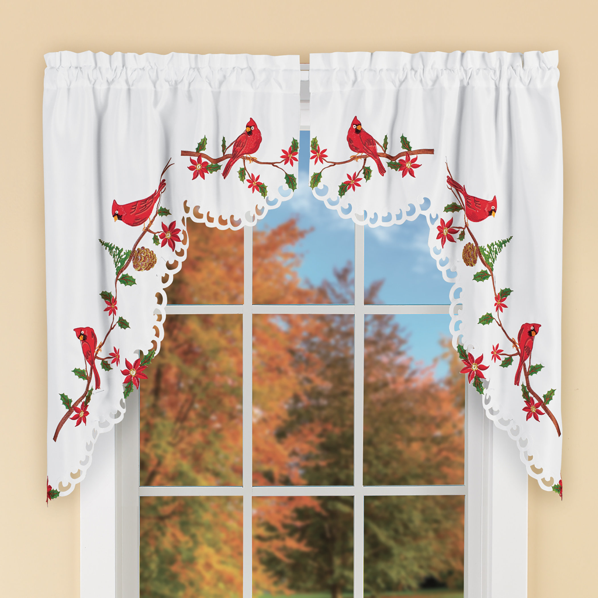 The Holiday Aisle® Vecchia Cardinal and Pine Room Darkening Rod Pocket ...