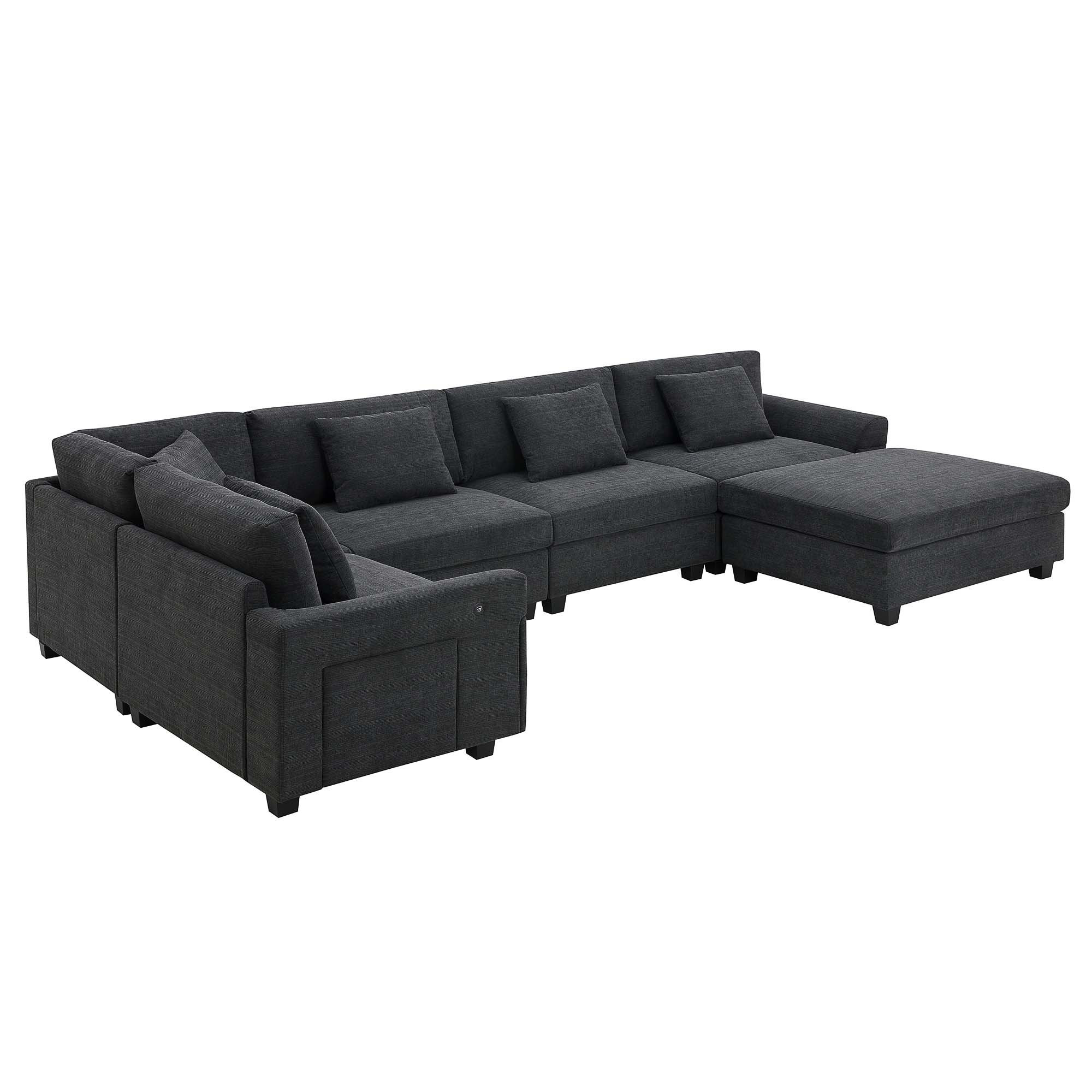 Latitude Run® Caelora 6 - Piece Upholstered Sectional With Hidden ...