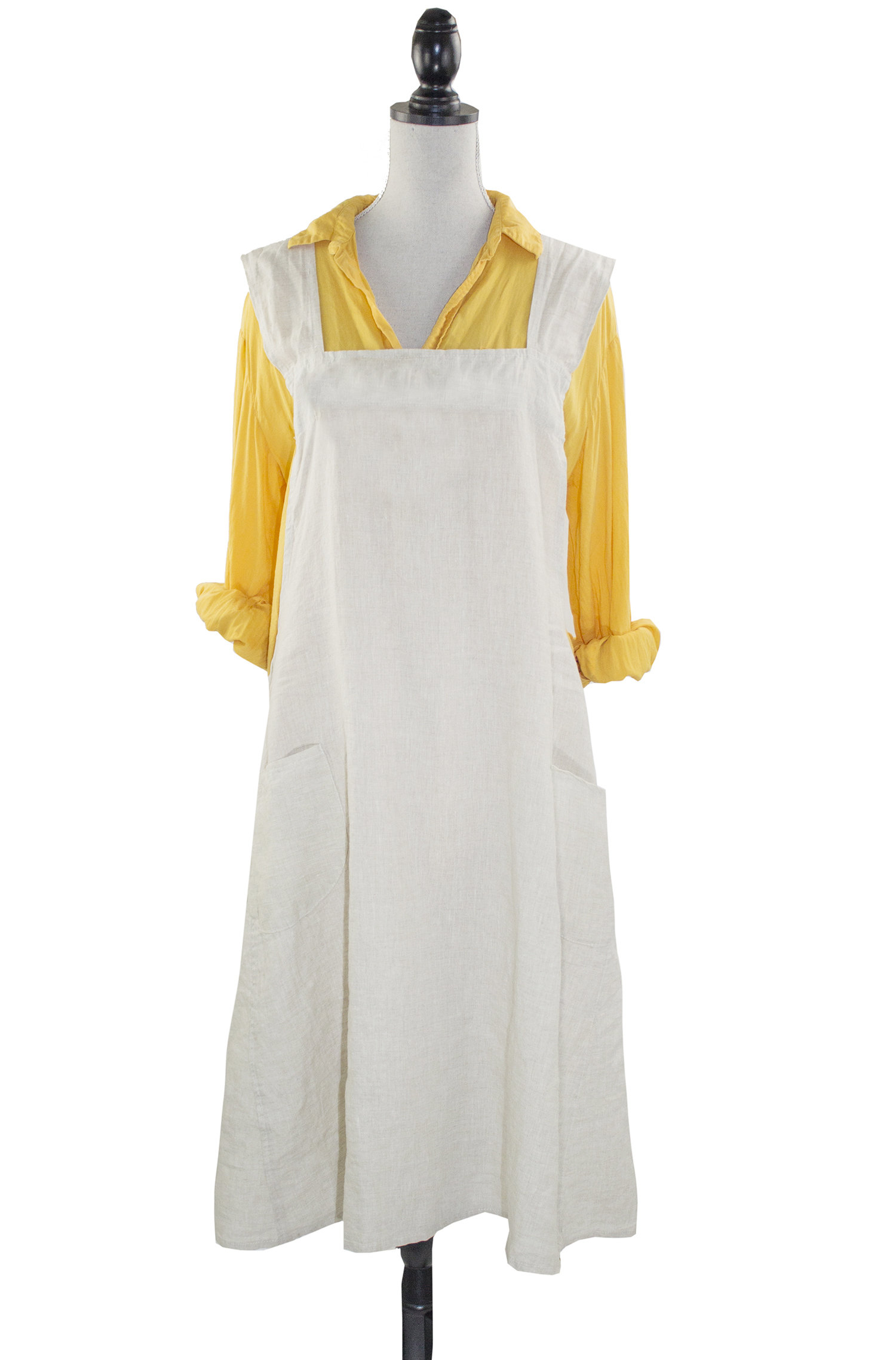 Prep & Savour Natural Solid Criss Cross Back Apron Pure 100% Linen ...