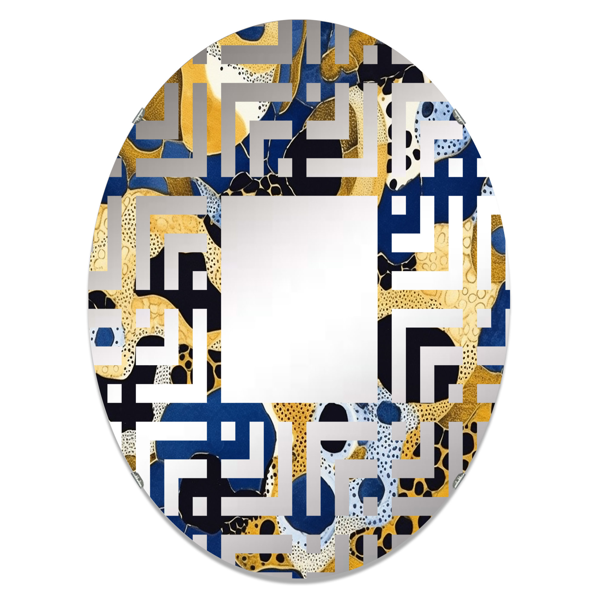 East Urban Home Abstract Pattern With Blue & Golden Textures XIV - Maze ...