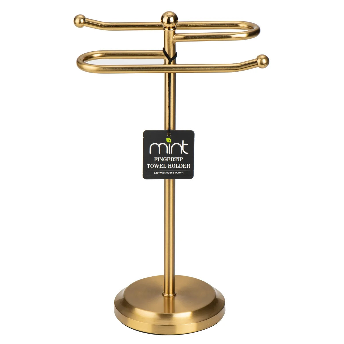 J&V Textiles Classical Steel Towel Rack Holder Stand with 2 Hanging Rings for Bathroom Vanity ...