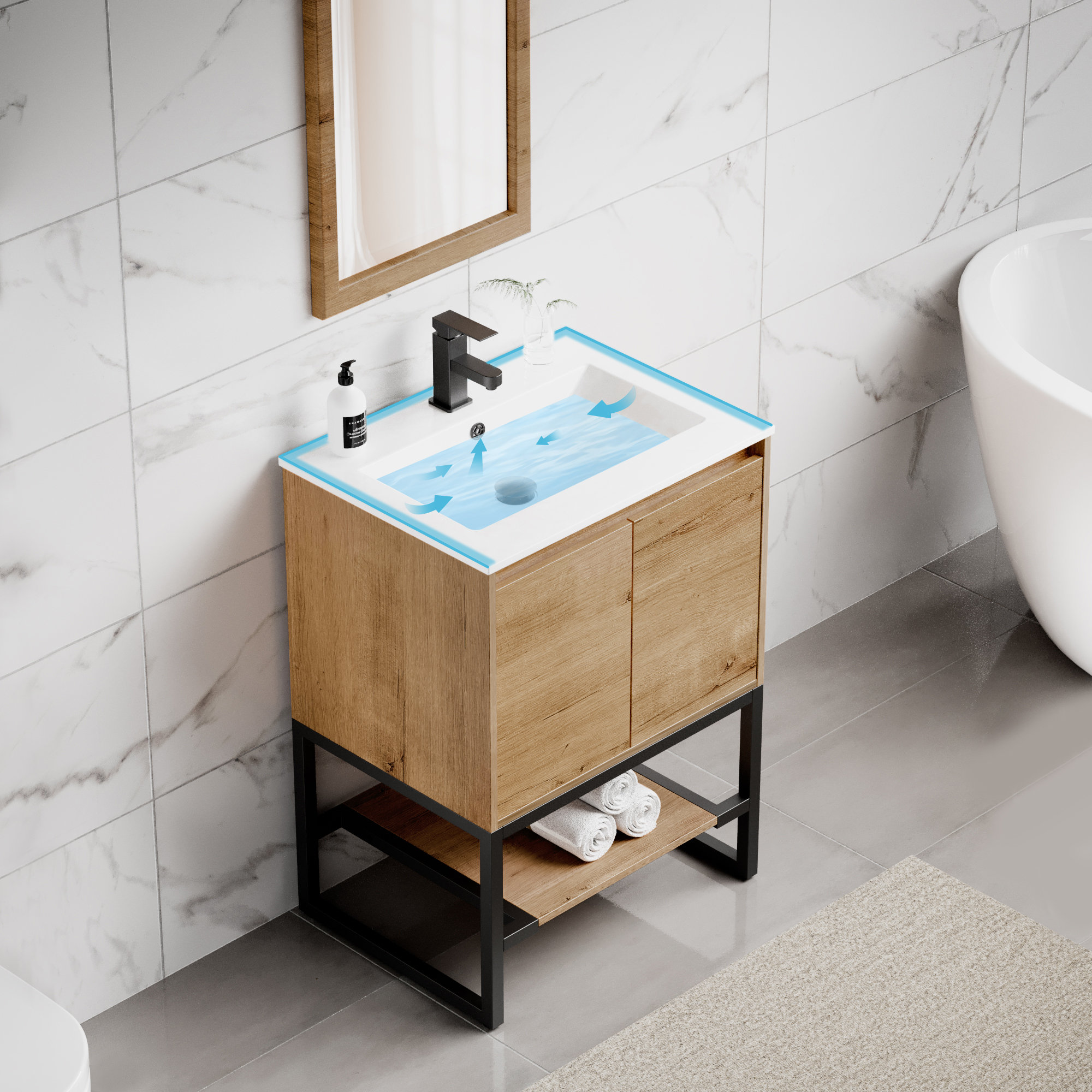 Wade Logan® Azai 24" Modern Single Bathroom Vanity Set with Ceramic ...