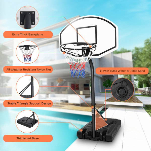 GAMLIF Poolside Hoop 3.1-4.7ft, Adjustable Stand, Kids Swimming Pool ...