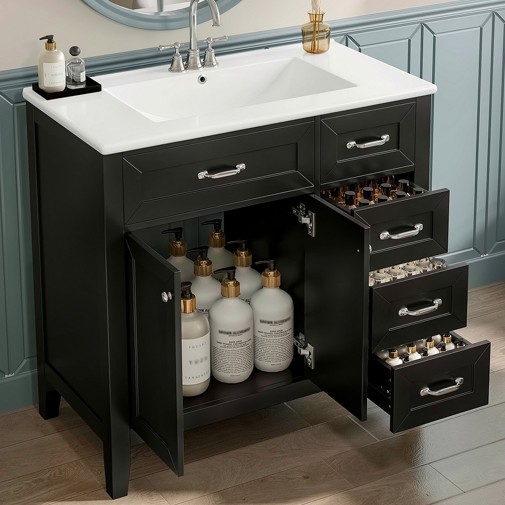 Winston Porter 36" Bathroom Vanity With Sink Combo, Bathroom Cabinet ...