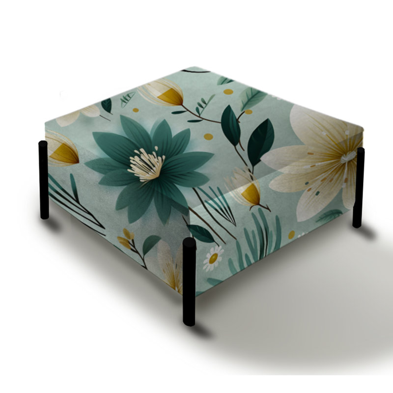 Design Art Vintage Romance Green Marvel Blooms - Floral Large Square ...