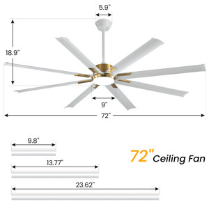 Mercer41 Feleshia 72'' 8-Blade Reversible Ceiling Fan with Remote ...