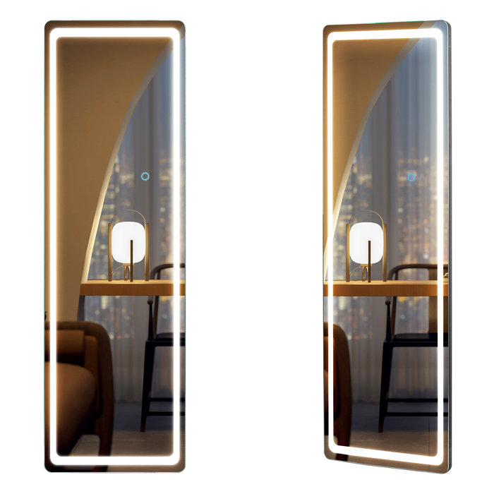 Orren Ellis Rectangle LED Metal Wall Mirror & Reviews | Wayfair