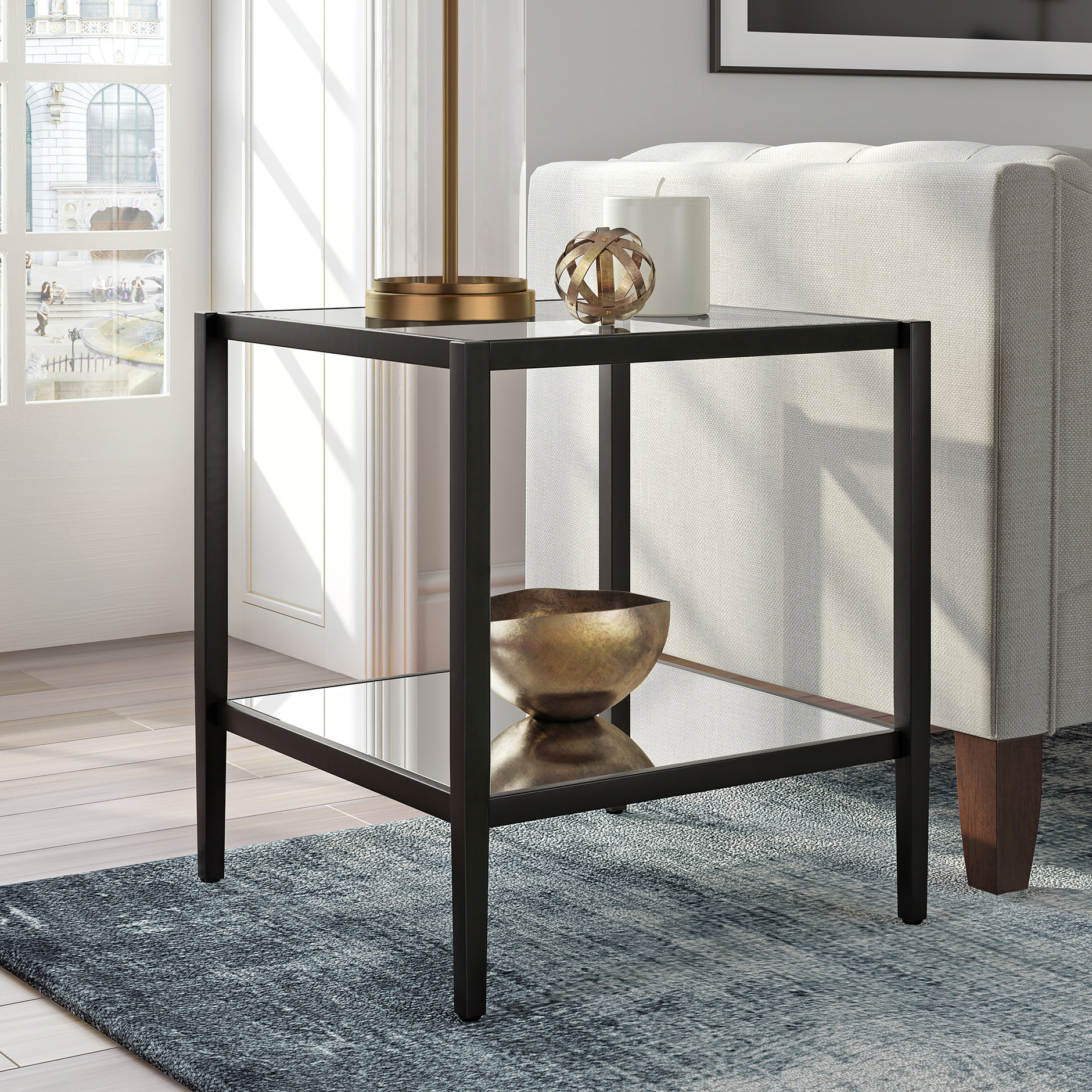 Everly Quinn Hera Glass End Table with Storage & Reviews | Wayfair