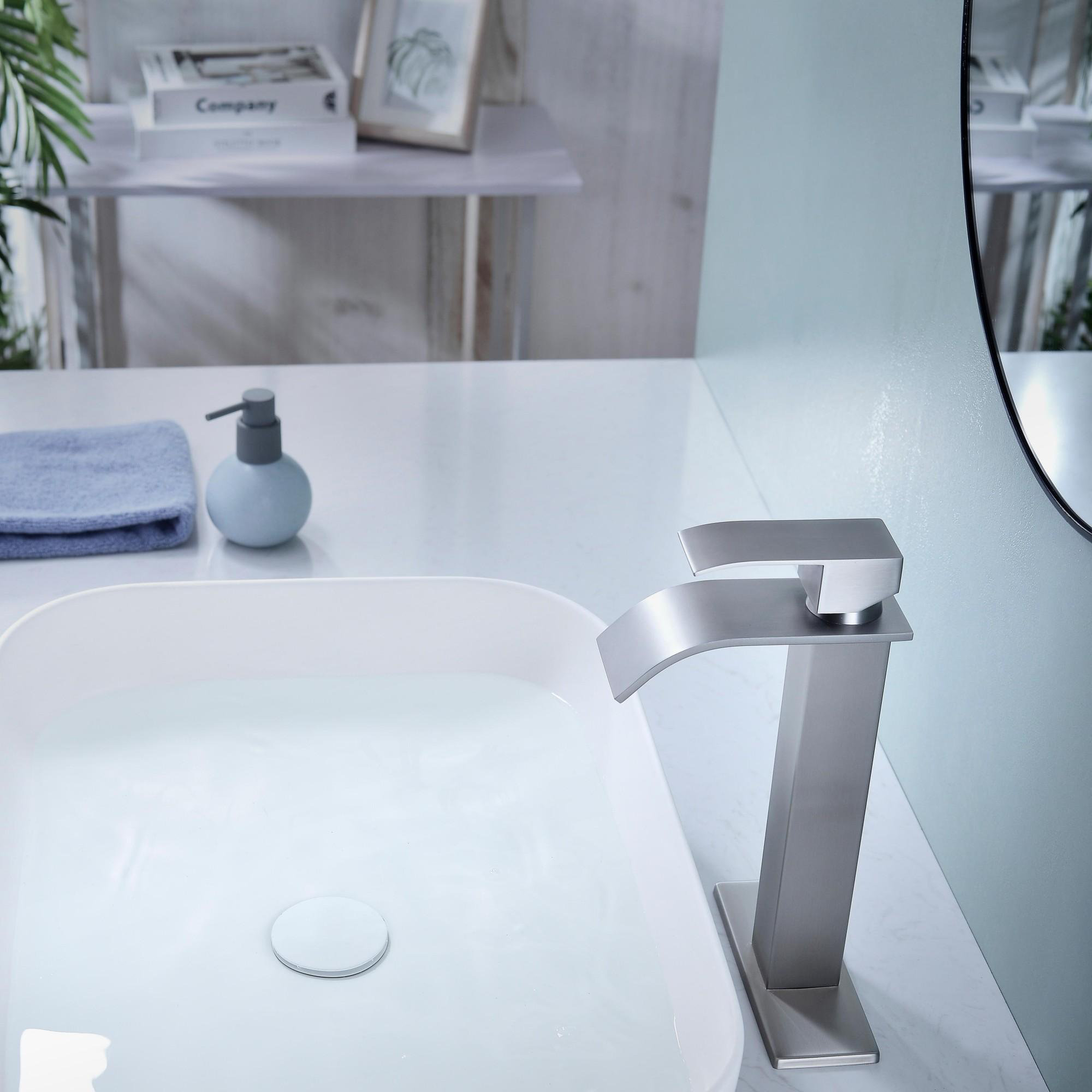 Carshome Single Handle Bathroom Vanity Sink Faucet with Waterfall Spout ...