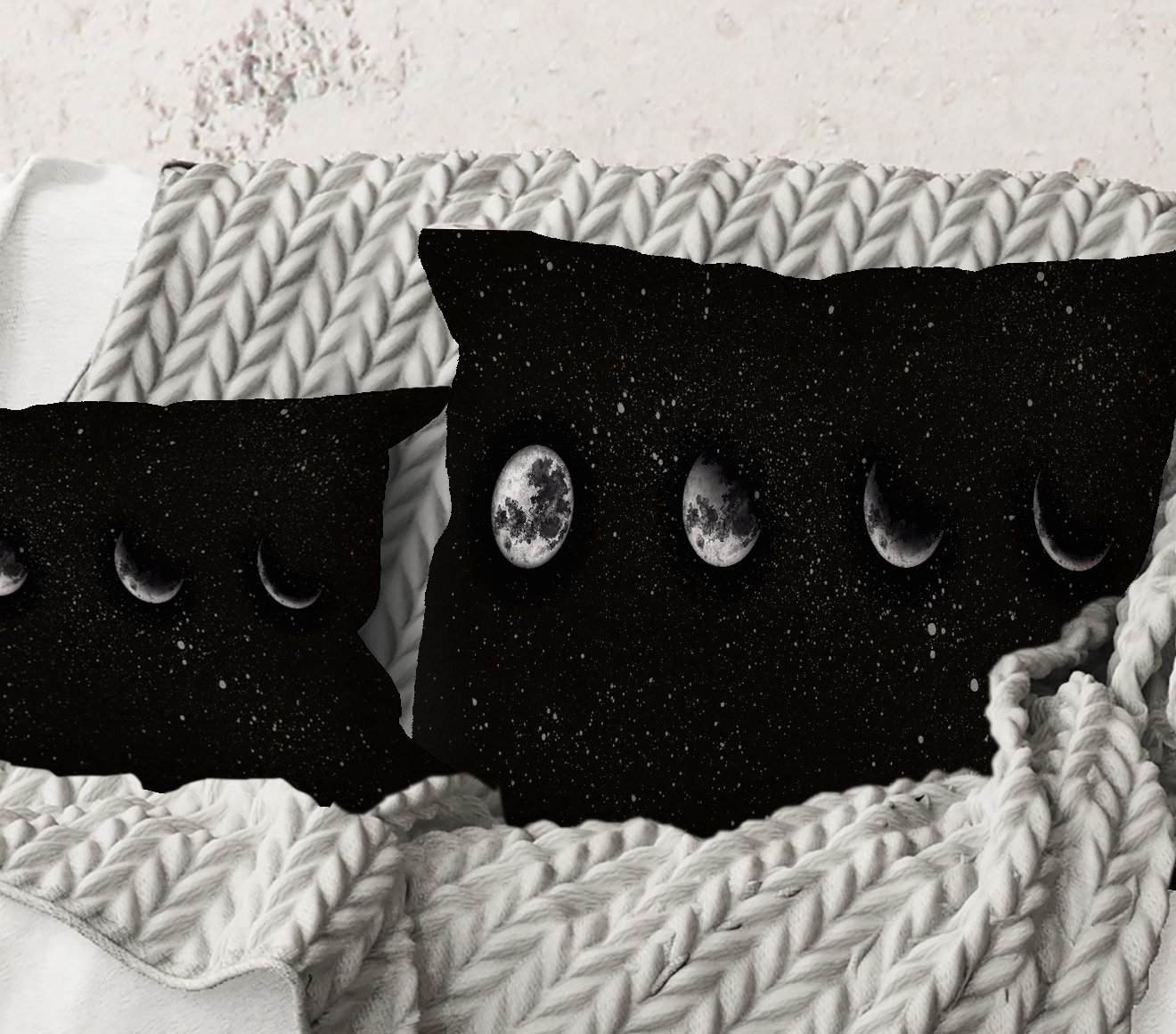 Design Art Square,Moon Phases In The Night Sky - Modern Printed Throw ...