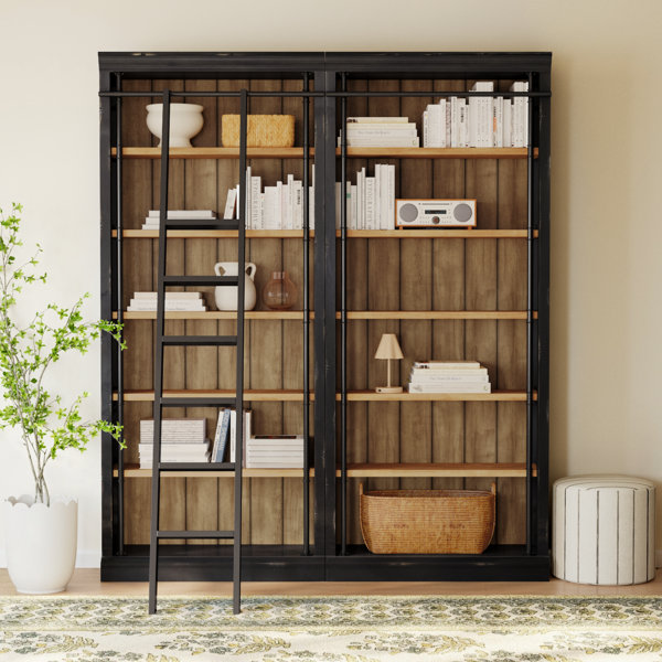 Birch Lane™ Lorna 94" H x 80" W Wood Library Bookcase & Reviews | Wayfair