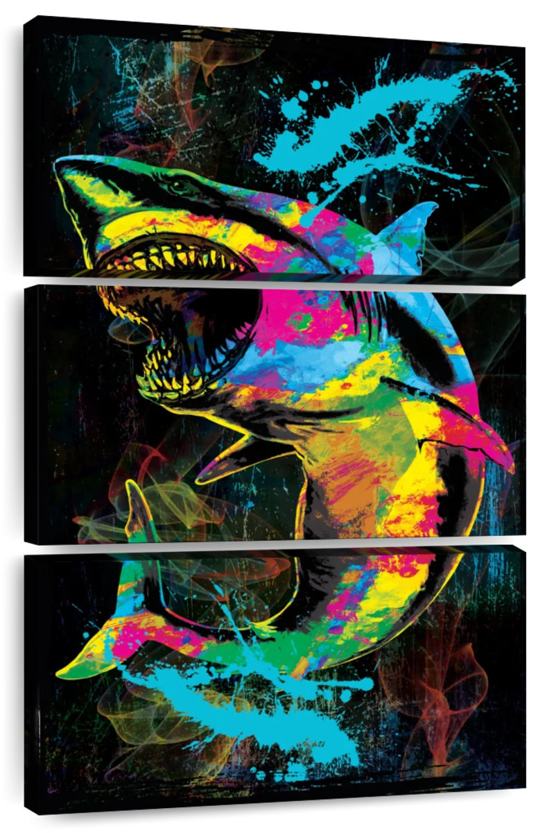 Ebern Designs Brampt Color Grunge Shark | Wayfair