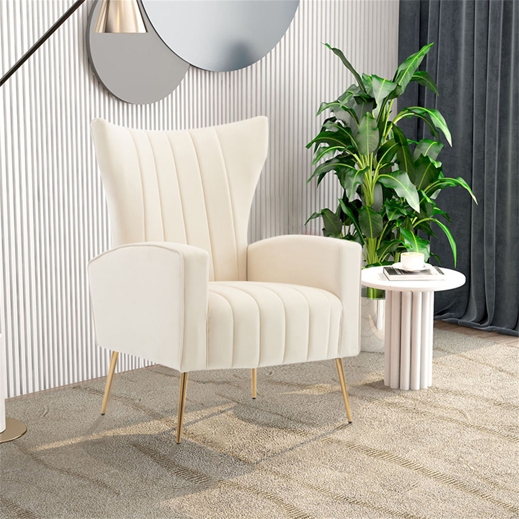 Mercer41 Mekea 26.8'' Wide Tufted Velvet Wingback Chair | Wayfair