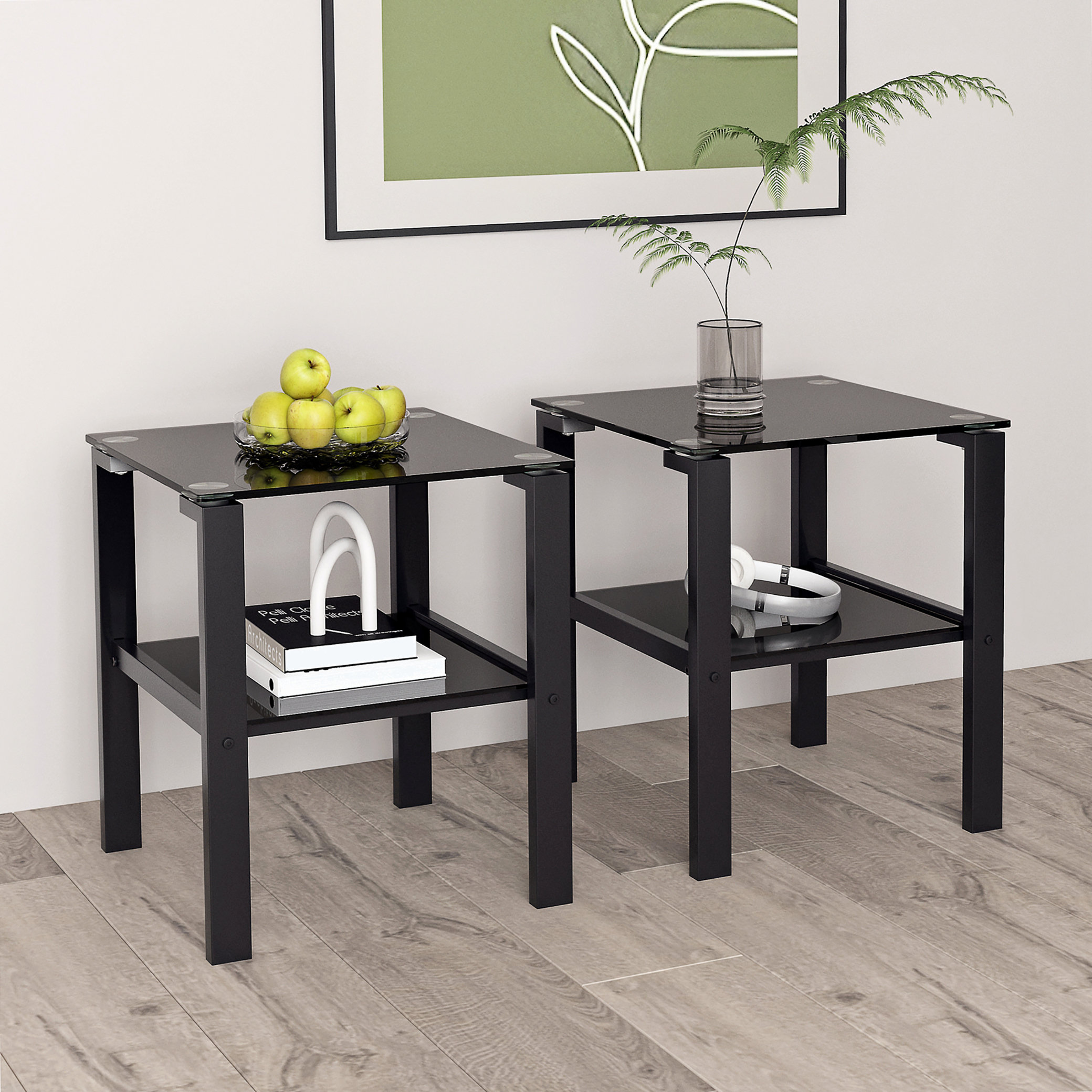 Latitude Run® Black Glass Coffee Table, Clear Coffee Table，Modern Side ...