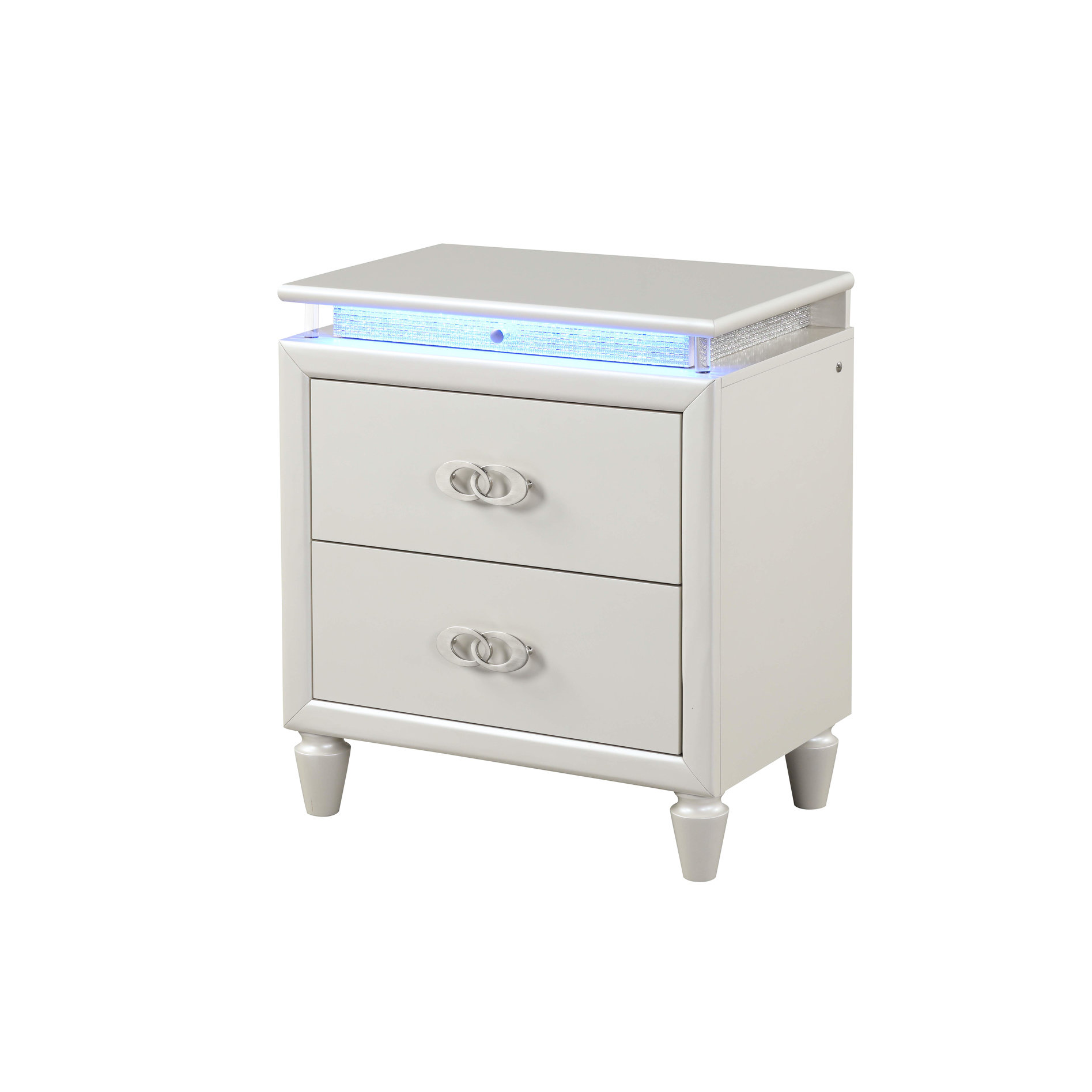 Everly Quinn Built - In Led Felt Line Drawers Nightstand, Milky White ...