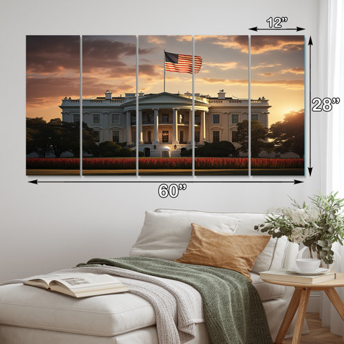 Latitude Run® USA White House Elegance Building - American Metal Wall ...