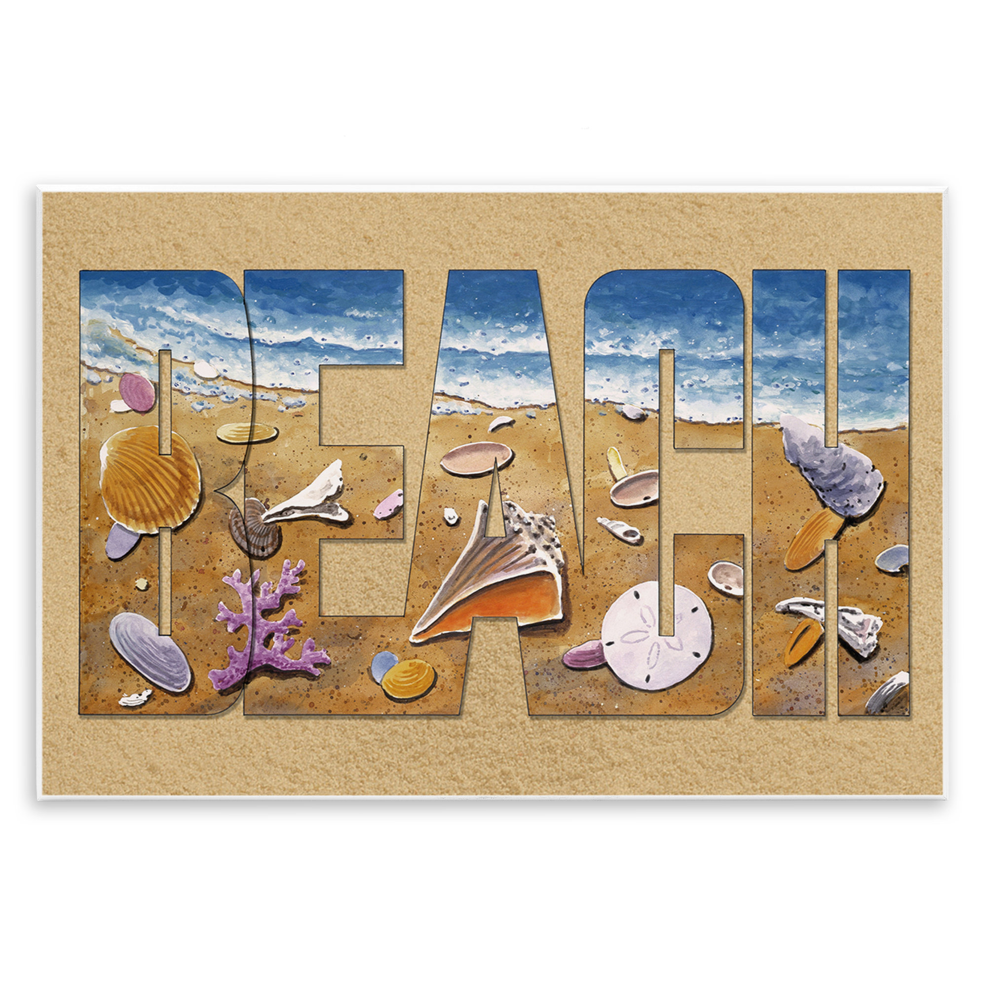 Ebern Designs Outlined Beach Letters Wall Plaque Art by Art Brands ...