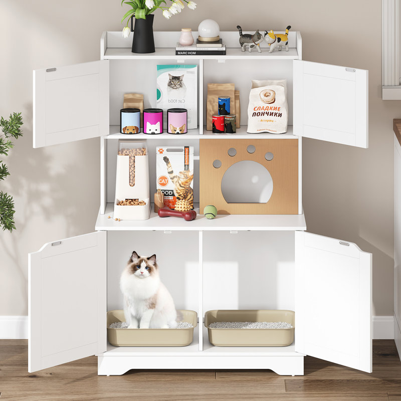 Tucker Murphy Pet™ Cat Litter Box Enclosure With 2 Storage Cabinet ...