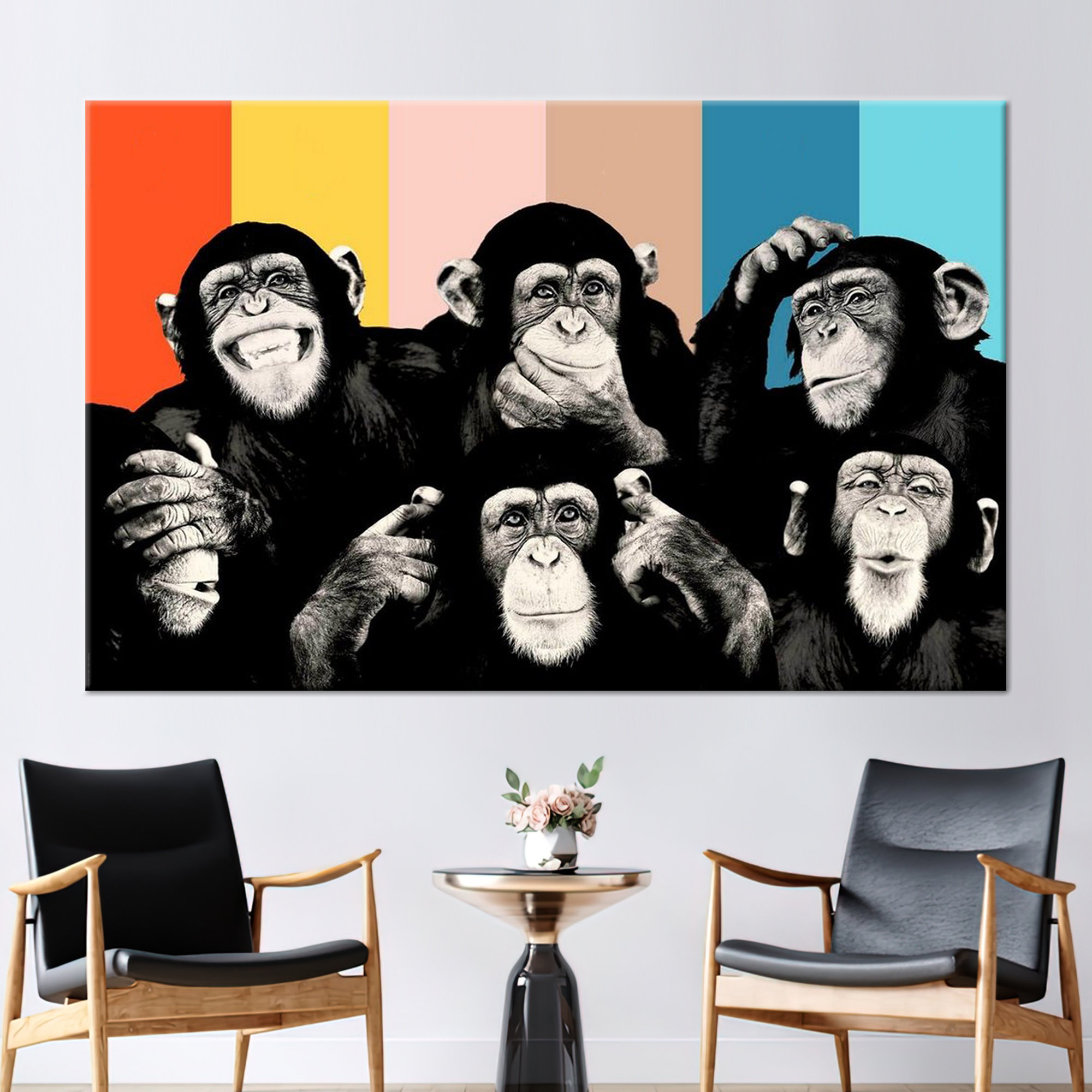 Trinx Monkeys Painting, Monkey Art, Animal Wall Decor, Trendy Canvas ...