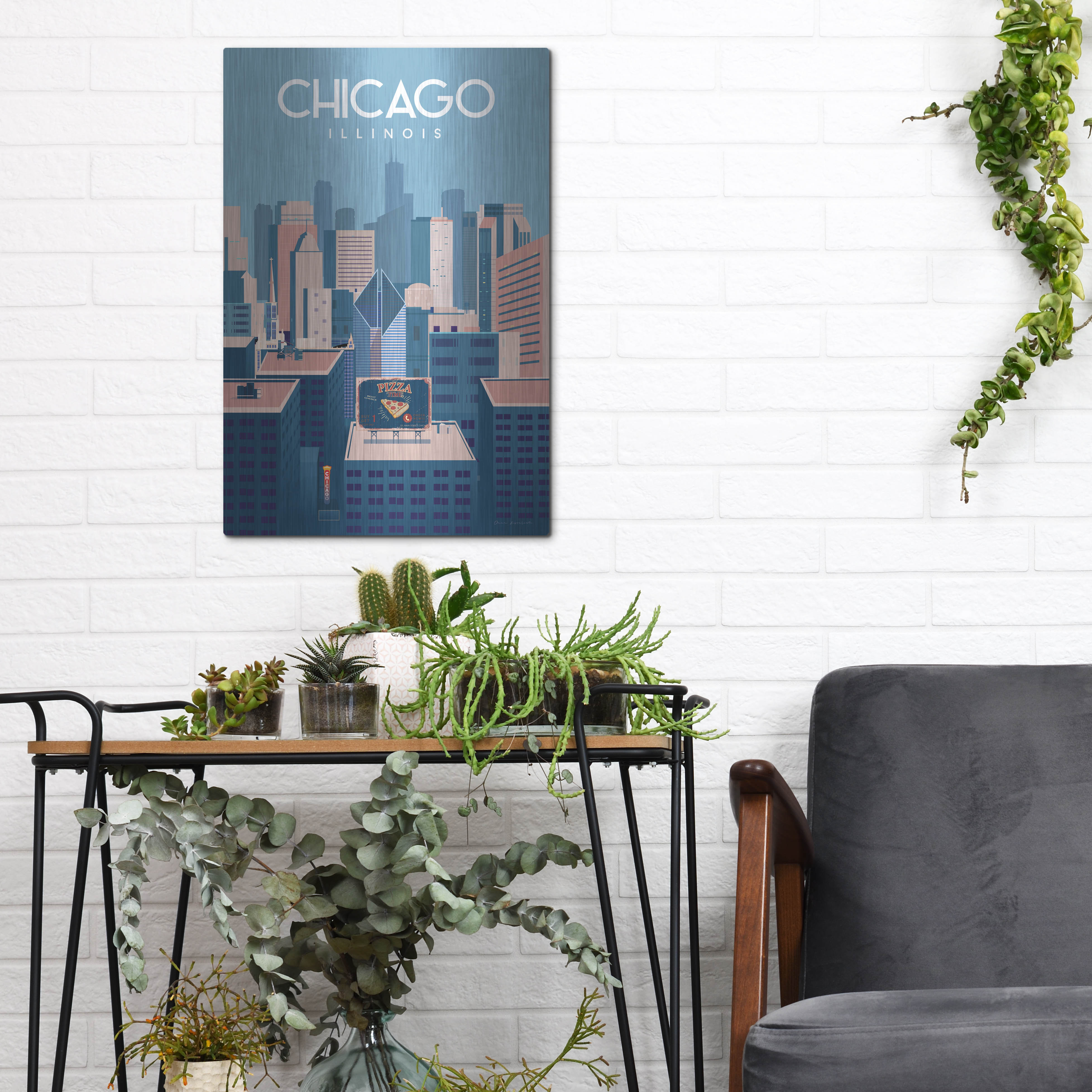 Ebern Designs 'Chicago Illinois' by Omar Escalante Metal Wall Art | Wayfair