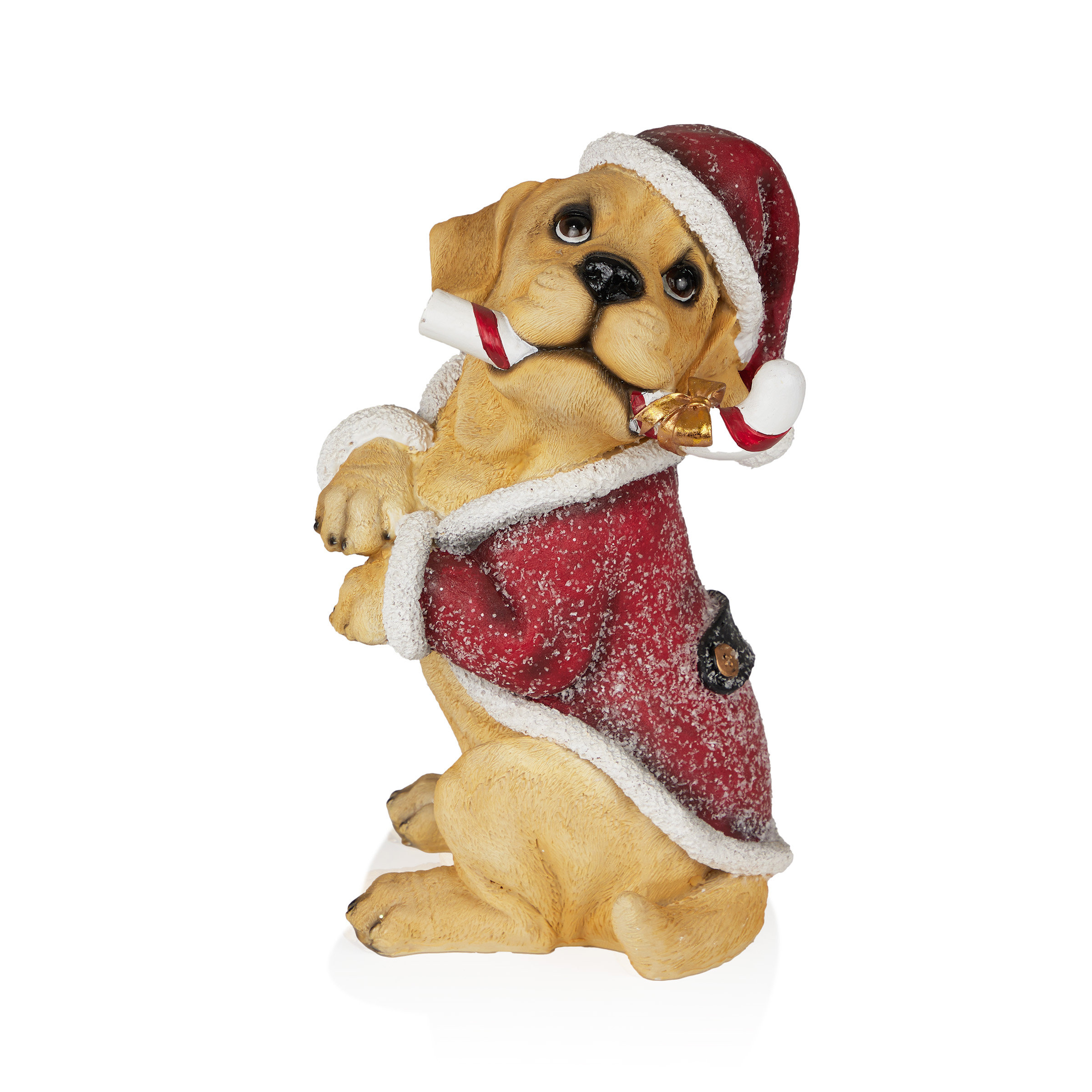 The Holiday Aisle® Christmas Santa Golden Labrador Puppy Statuary | Wayfair