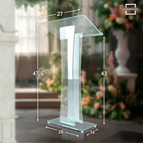 Scribbledo Acrylic Podium Stand Clear Modern Lectern Church Pulpit for ...