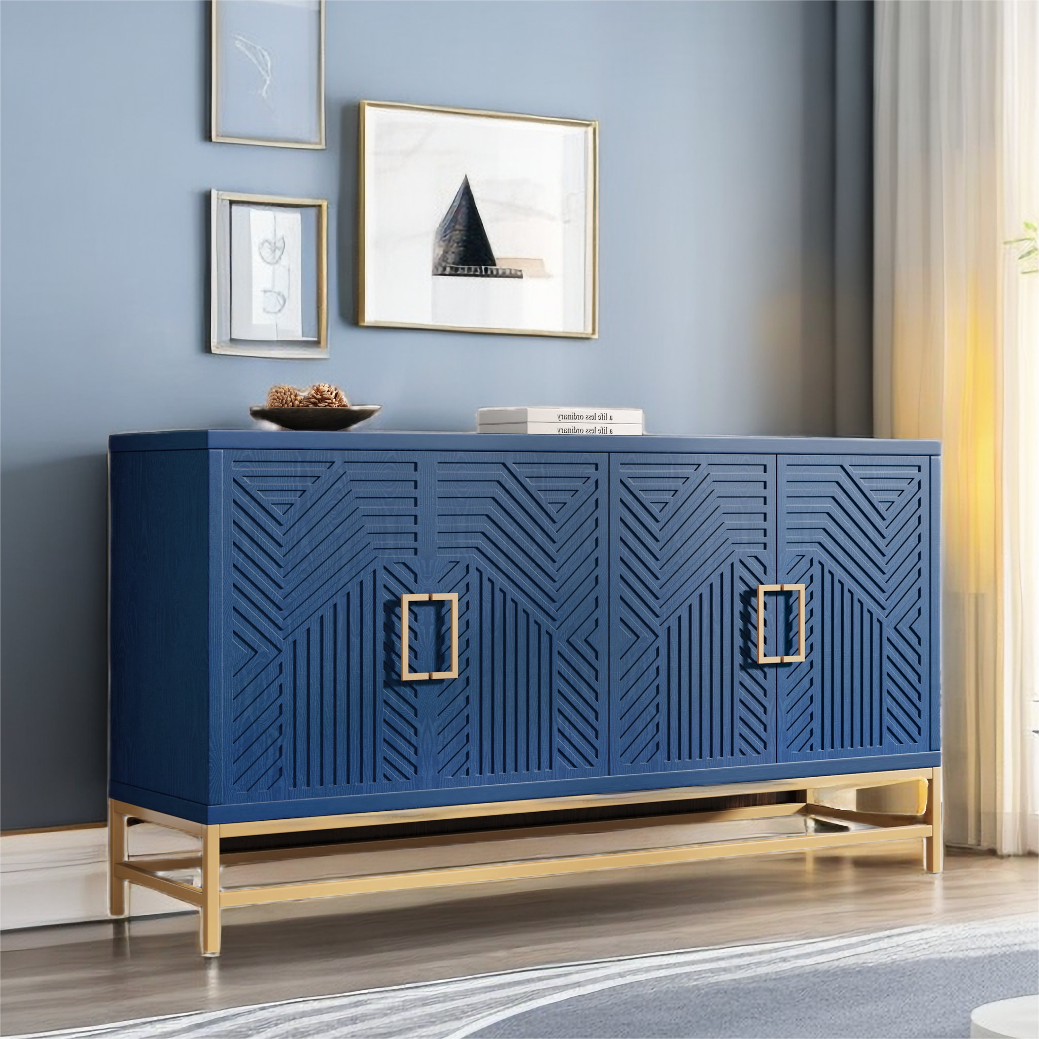 Mercer41 Aviva 59.8 Sideboard with Adjustable Shelves, Rectangular ...
