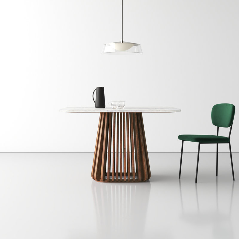 AllModern Kendall Solid Wood & Marble Square Dining Table & Reviews ...