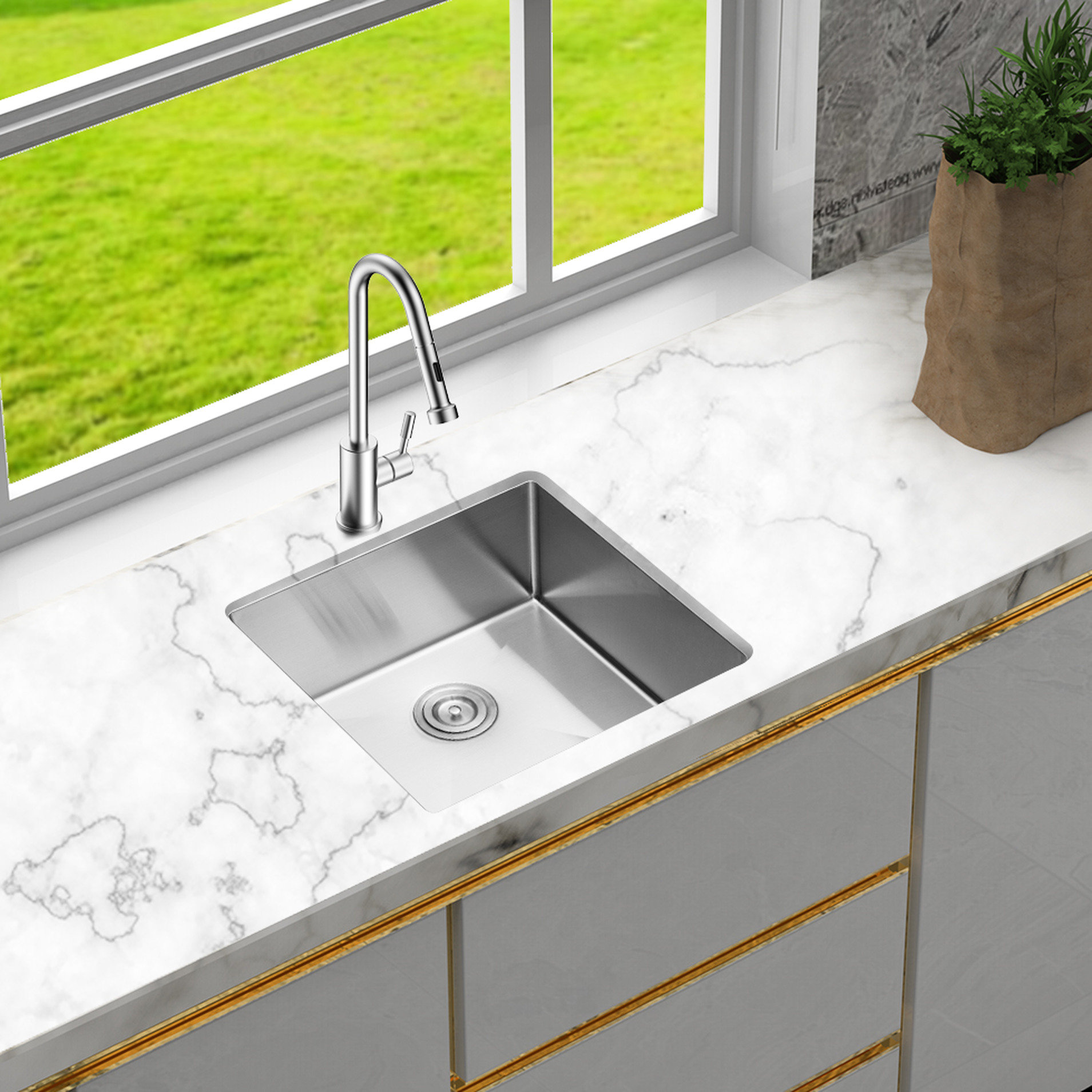 EchoElegance 23"X18"X10" Undermount Sink - Stainless Steel With R10 ...