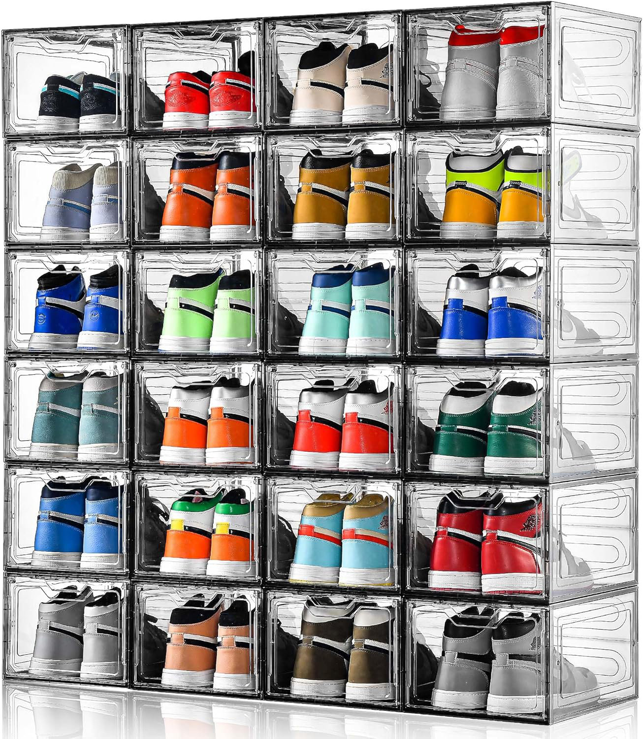 Rebrilliant 12 Pack Clear Shoe Storage Boxes With Magnetic Doors ...