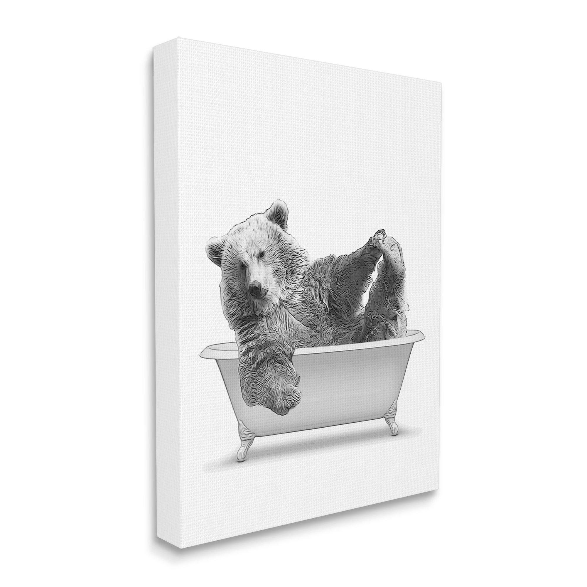 Stupell Industries Bear Playing In Bath Wildlife Canvas Wall Art By ...