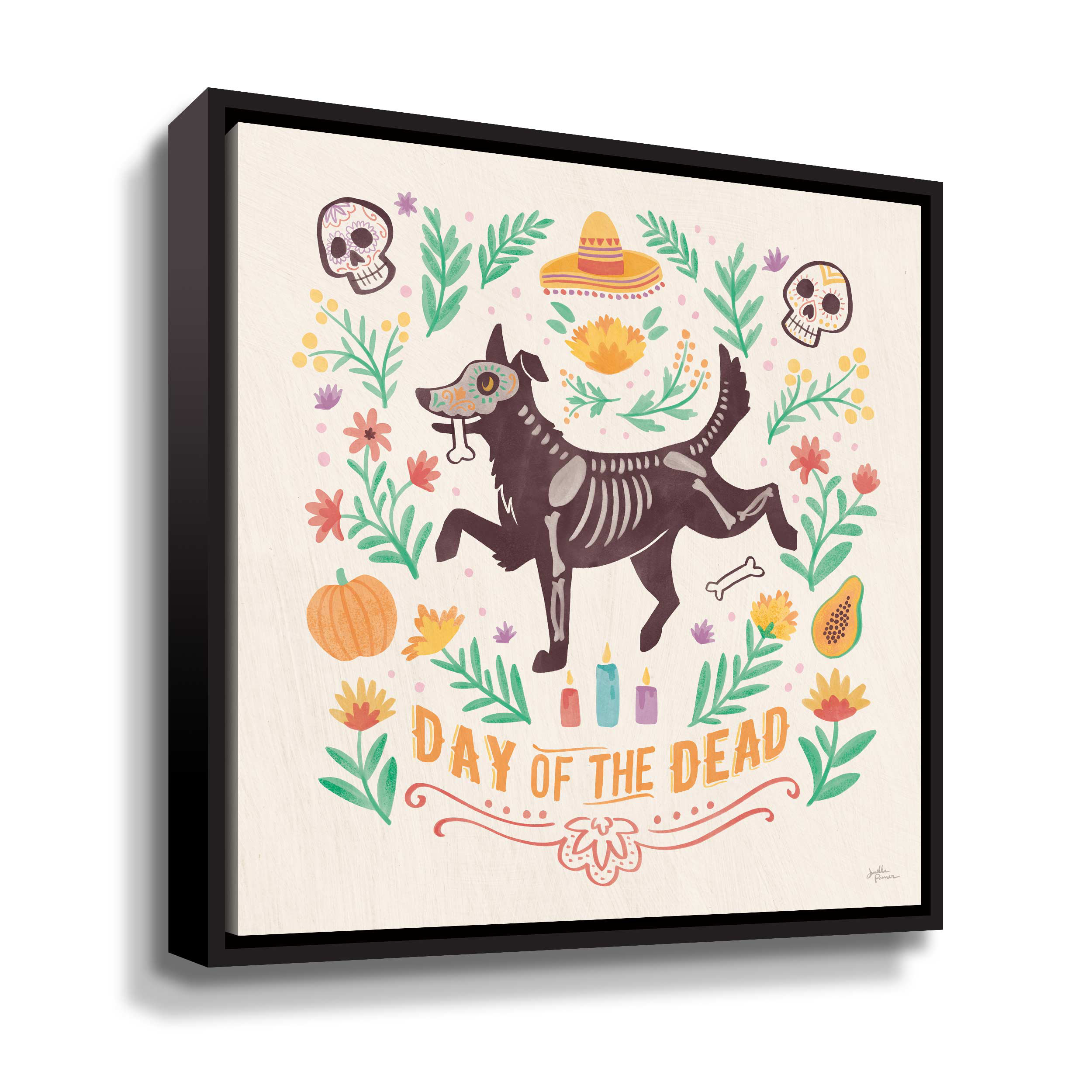 Trinx La Calaca V - Floater Frame Painting on Canvas | Wayfair