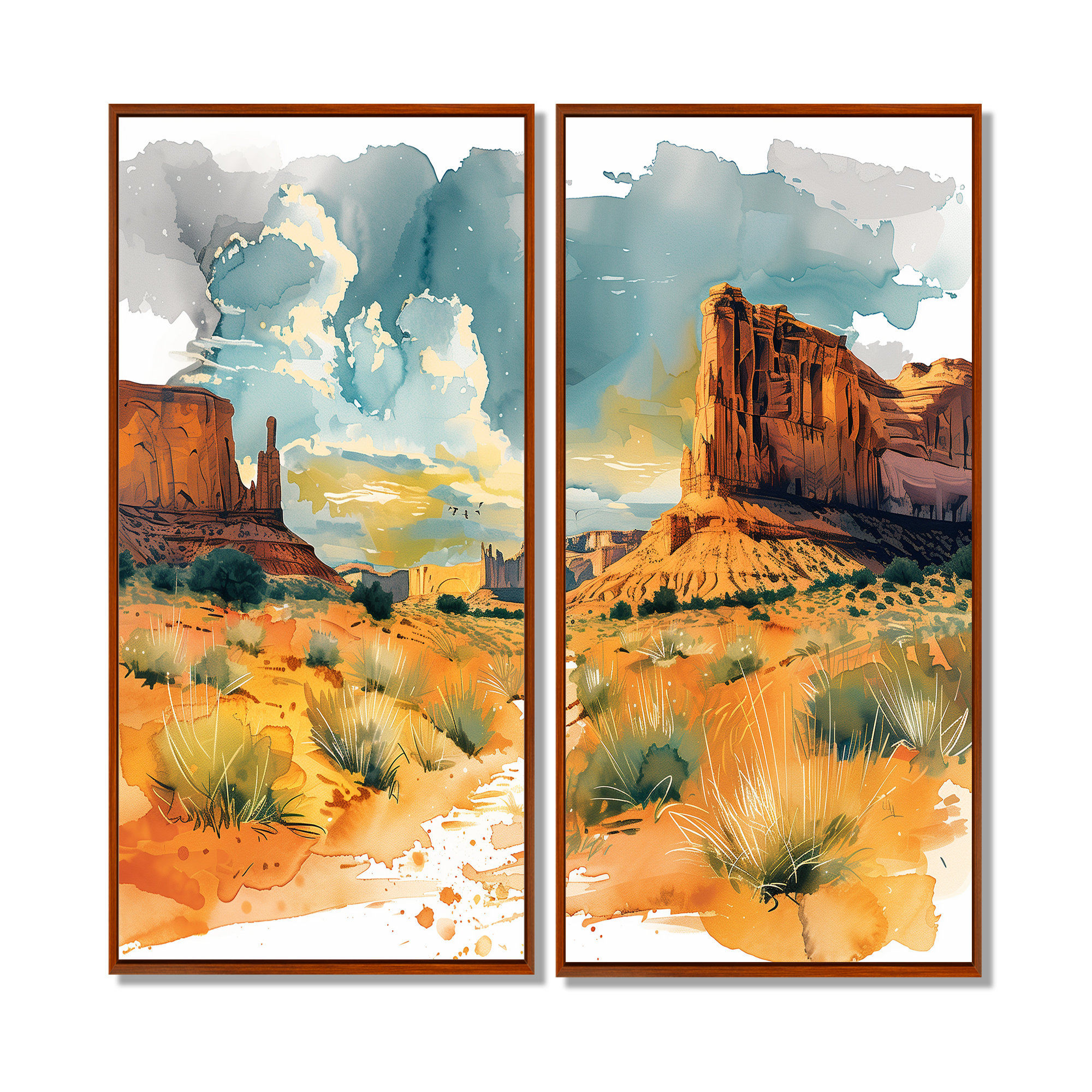 Loon Peak® Arches National Park Desert Landscape II - Large Canyon Canvas Prints 2 Pieces | Wayfair