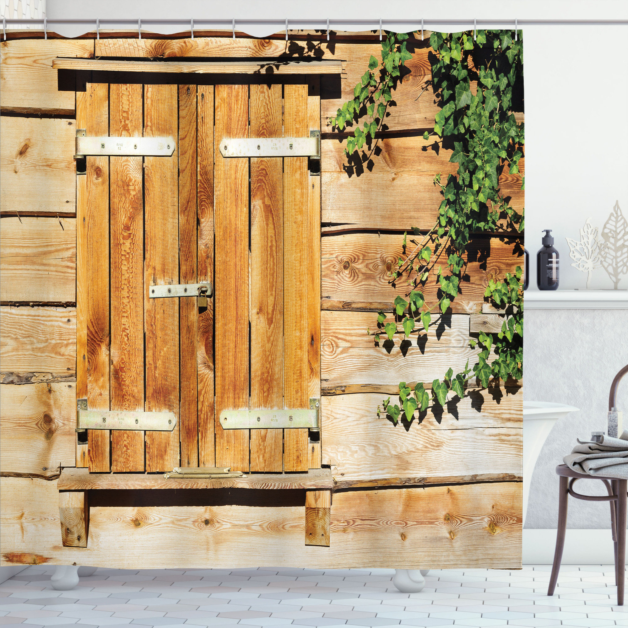 Ambesonne Countryside Shutters Shower Curtain Set & Reviews | Wayfair