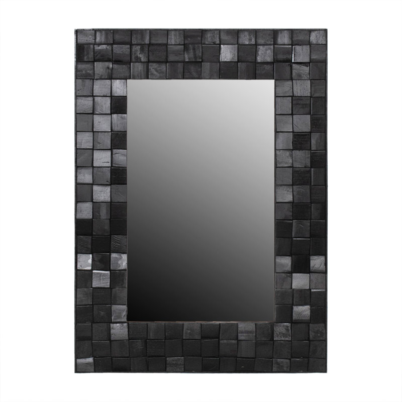 Ivy Bronx Rectangular Recycled Wood Block Mirror | Wayfair