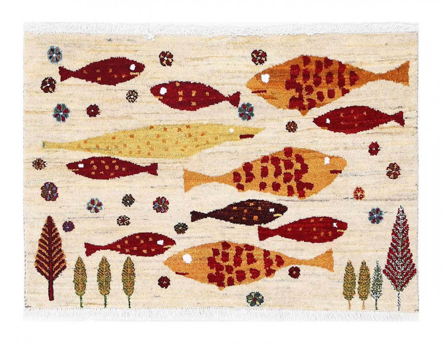 Corrigan Studio® Fine Hand knotted Persian fish Gabbeh rug 2'1'' X 3 ...