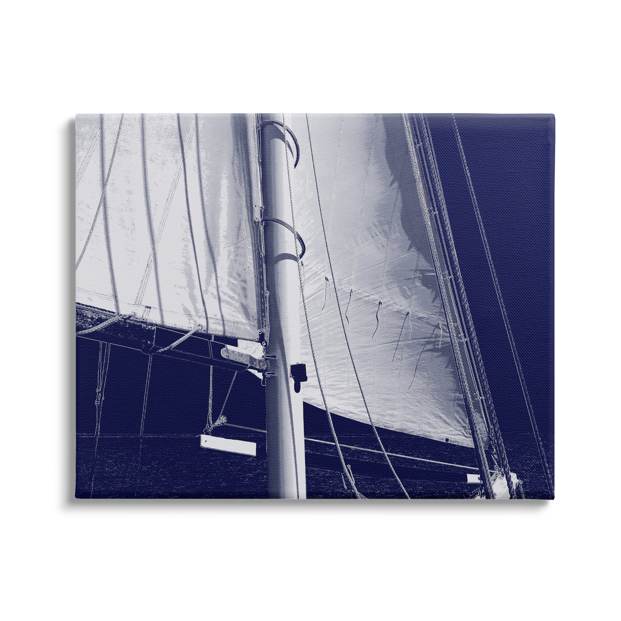 Stupell Industries Navy Blue Nautical Boat Mast Floater Canvas Wall Art ...