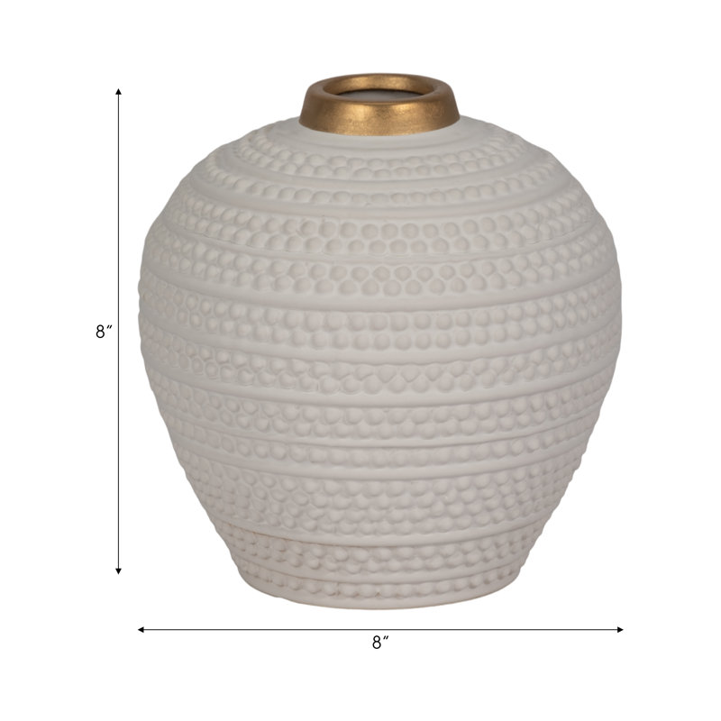 Dakota Fields 8" Riad Small White Ceramic Vase | Wayfair