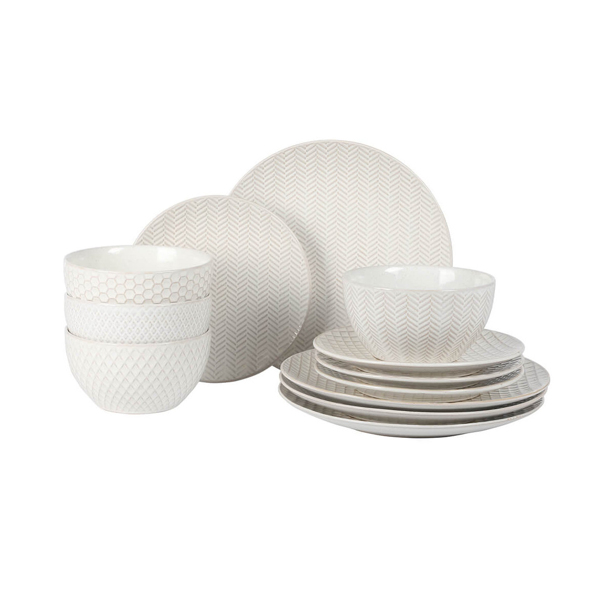 Gibson Elite Oyster Tide Embossed 12 Piece (Service for 4) Plates and ...