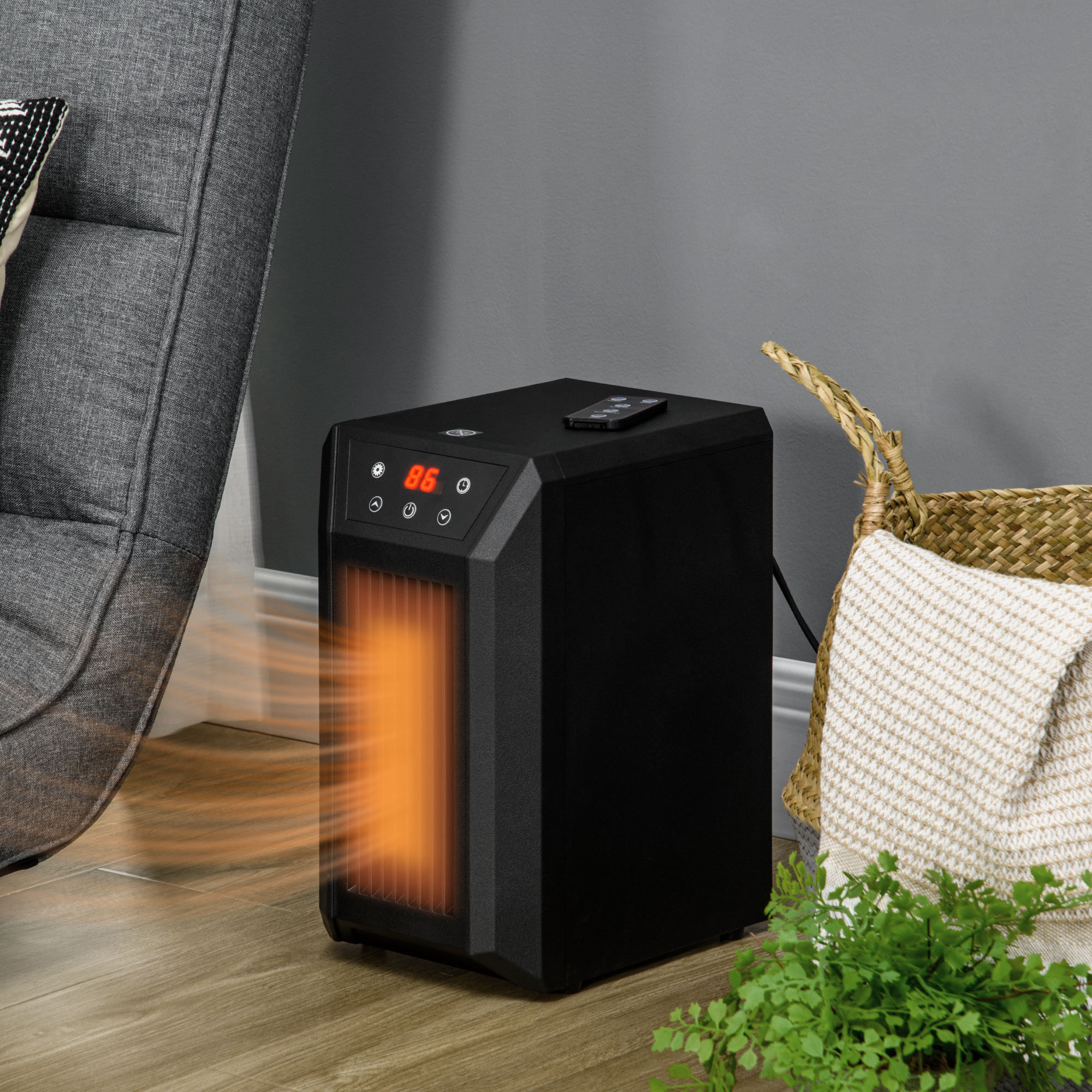 HomCom 1500 Watt 5118 BTU Electric Compact,Tower Space Heater with ...