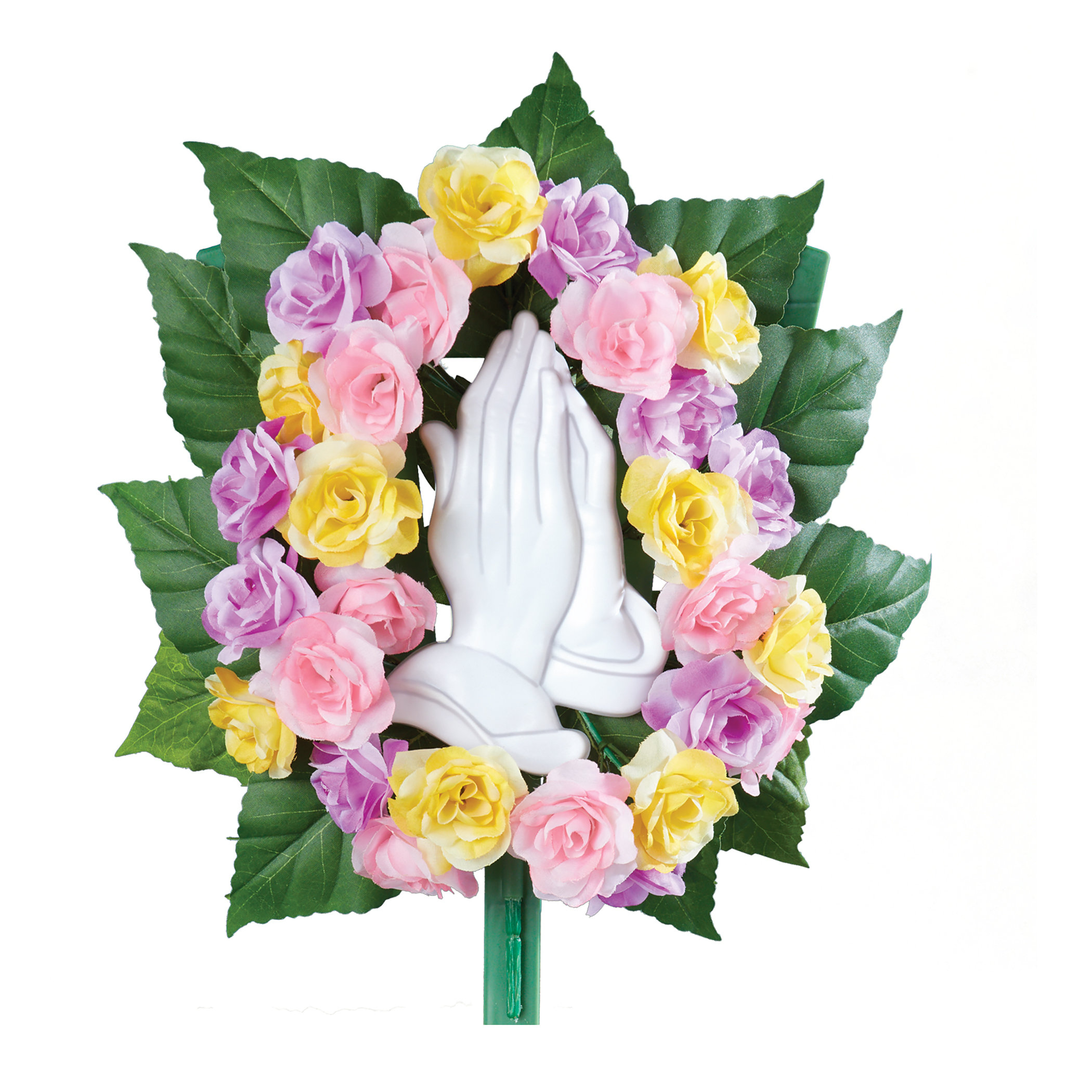Fleur De Lis Living Colorful Artificial Rose Praying Hands Memorial ...