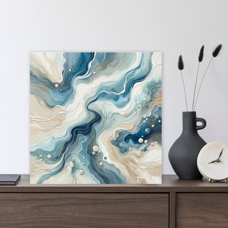 Wrought Studio Coastal Elegance: Abstract Ocean Wave Resin Art on ...