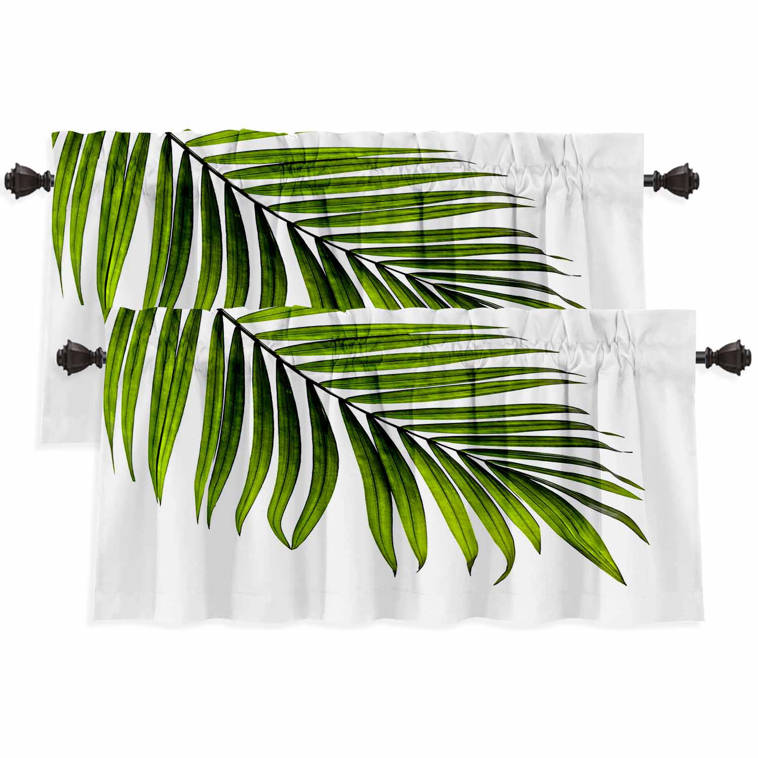 Dakota Fields Green 52"W Leaves of Palm Tree White Leaf Coconut Window ...