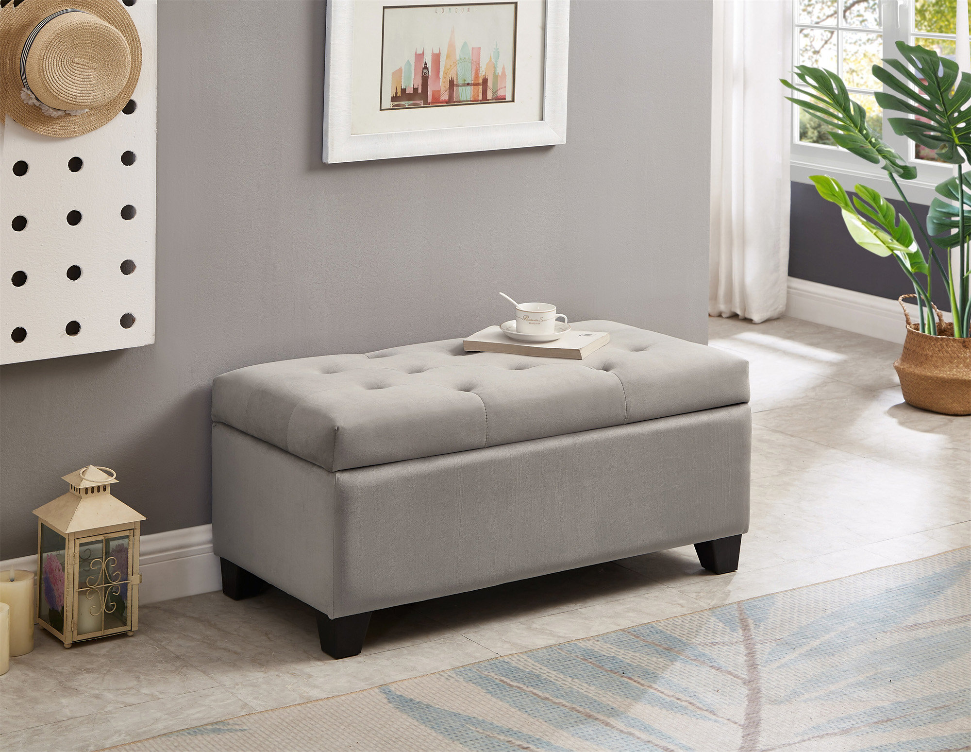 Wrought Studio Upholstered Storage Rectangular Bench For Entryway Bench ...